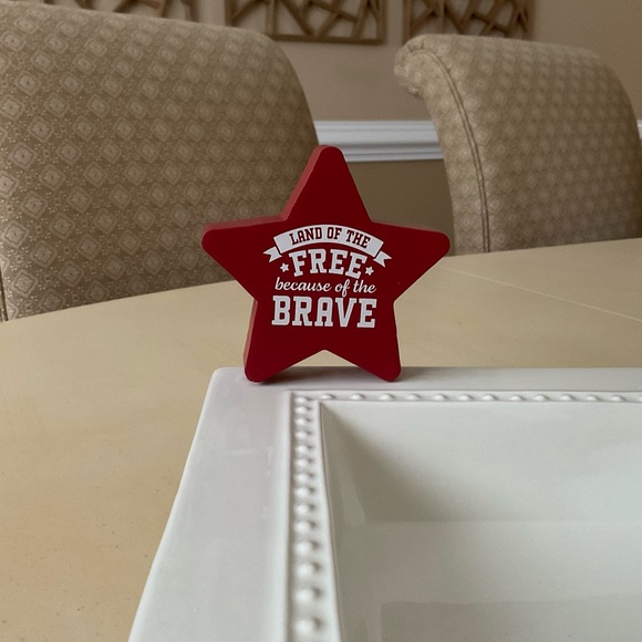 Hand Crafted | Accents | Red Patriotic Home Of The Free Star Platter ...